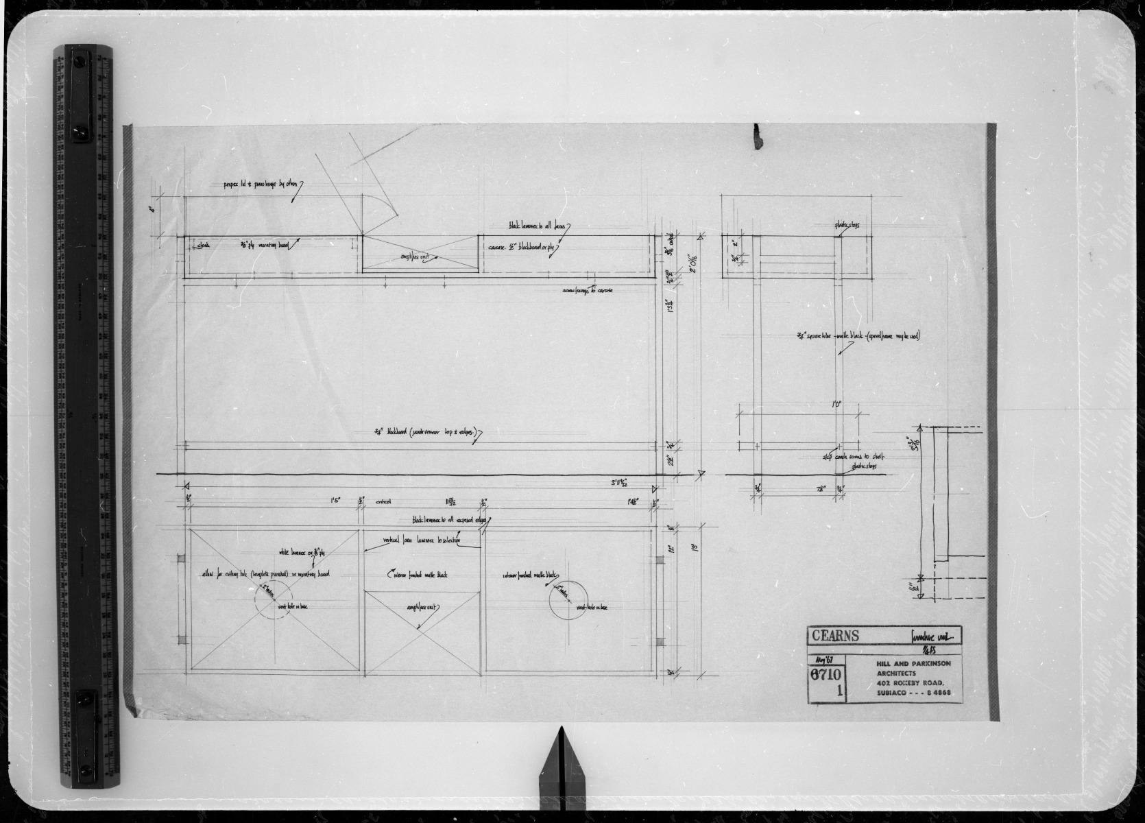 Plan of a built-in furniture unit for I.E. Cearns at 7 Tilton Terrace ...