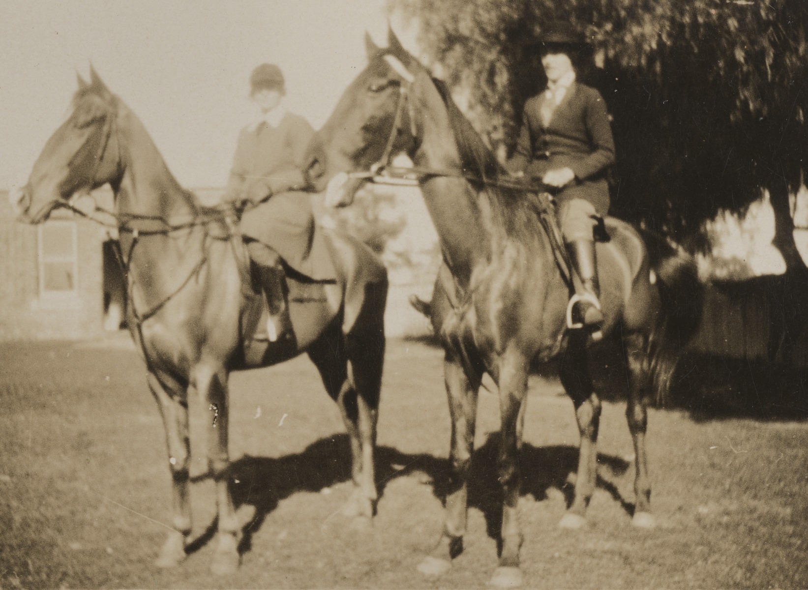 Vi Simpson and Mollie Bolger, one riding Lucky Surprise, possibly at ...