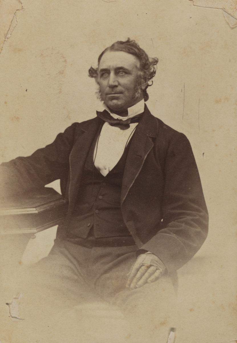 Studio portrait of a man, stamped "Mrs Goldnyer" on the verso, probably ...