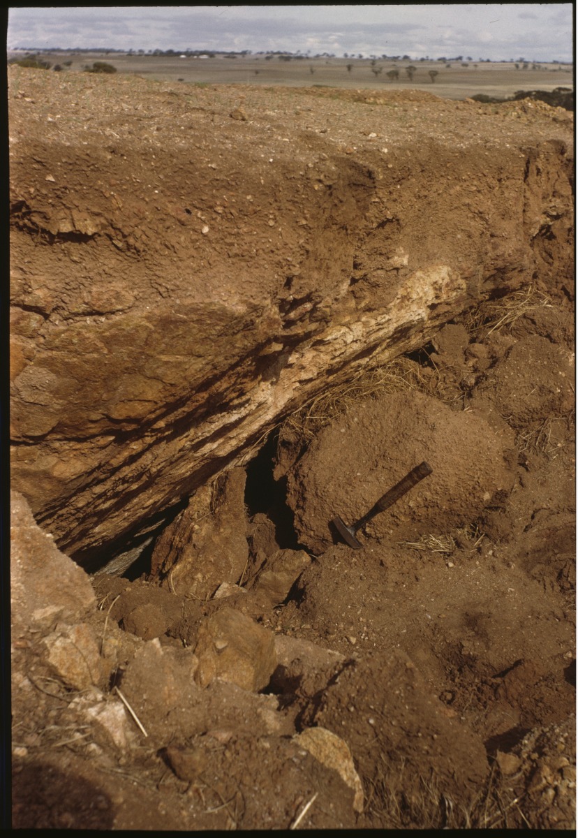 Pick used to show ground displacement following the Meckering ...