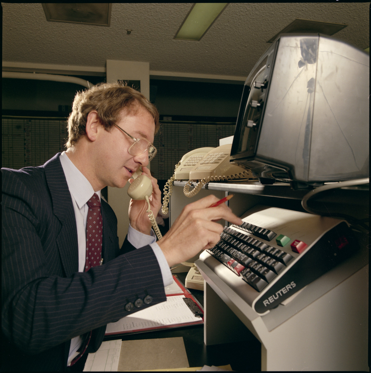 Trading floor of the Perth Stock Exchange, 68 St Georges Terrace, Perth ...