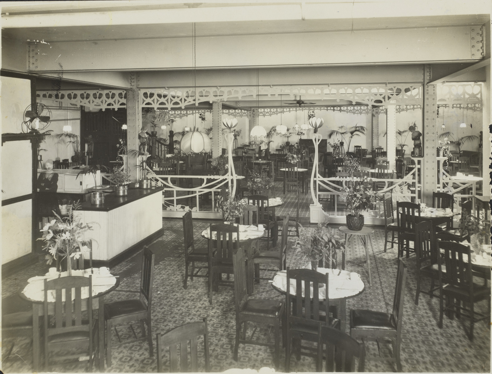 Interior of a Perth restaurant possibly the Moana Cafe, 1st floor of ...