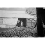June Johnson in the doorway of her home and her vegetable garden on ...