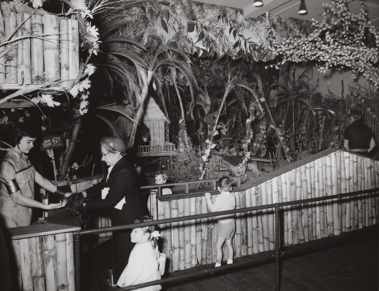 A toy train ride decorated as a tropical island in Boans Department ...