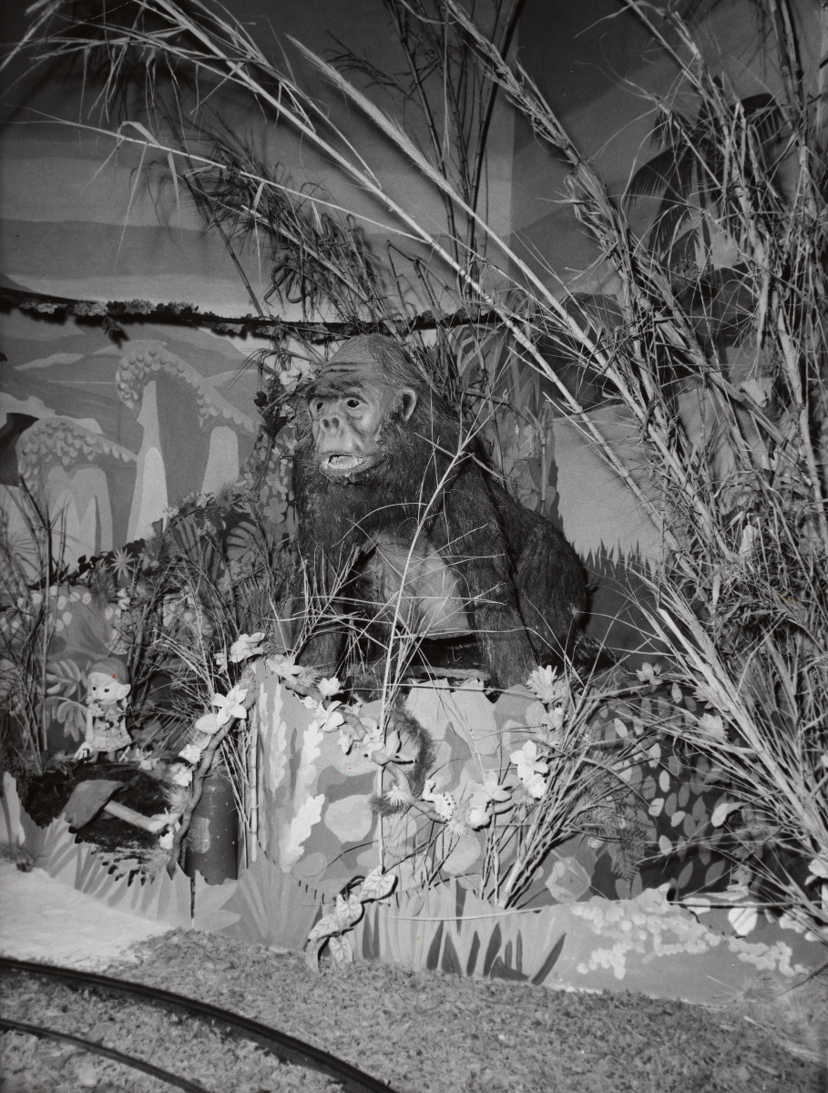 A toy train ride decorated as a tropical island in Boans Department ...