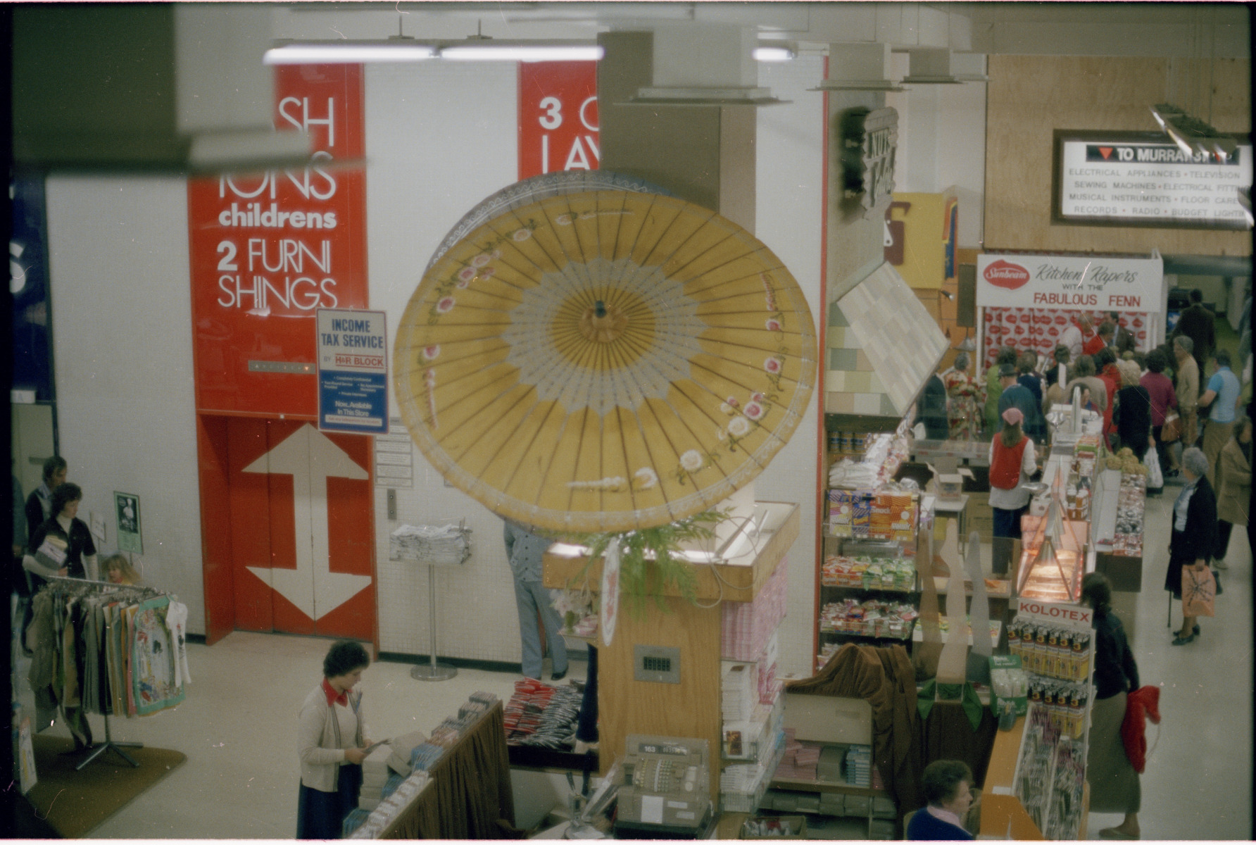 Product displays in store and window at Boans department store, Perth ...