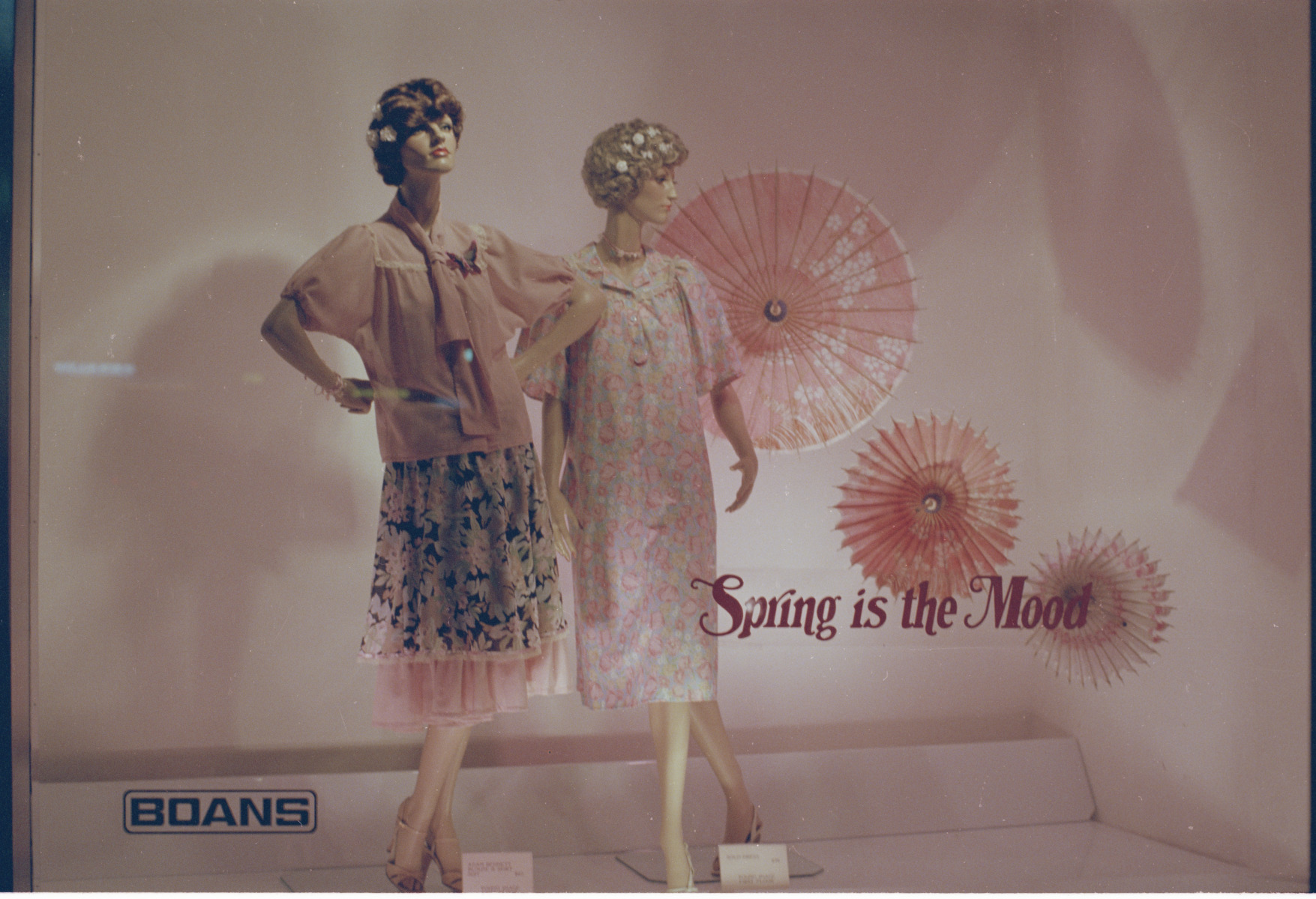 Product displays in store and window at Boans department store, Perth ...