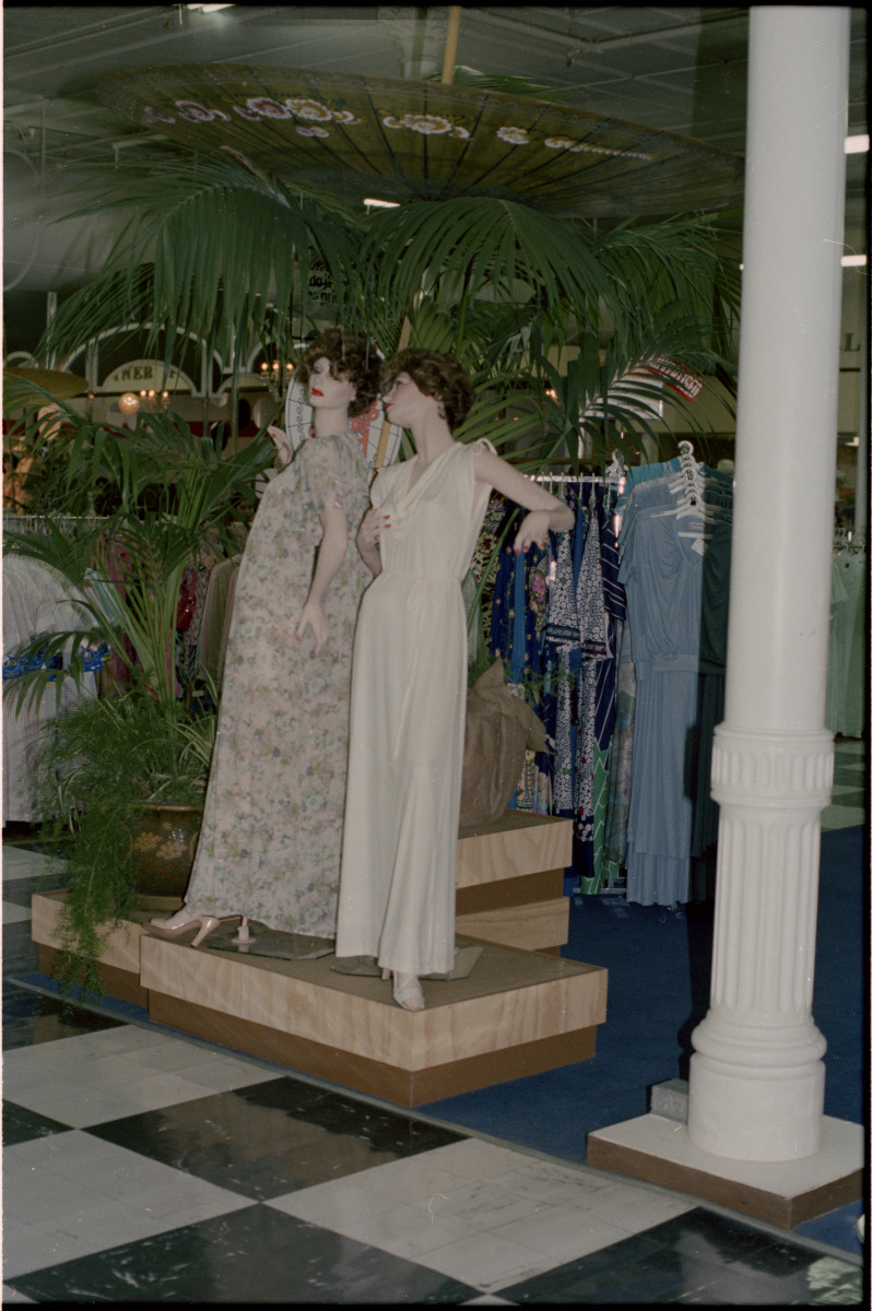 Product displays in store and window at Boans department store, Perth ...