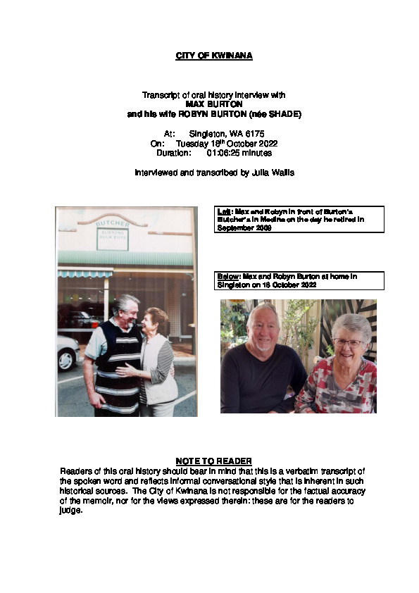 Interview with Max & Robyn Burton / - PDF 1.1 MB